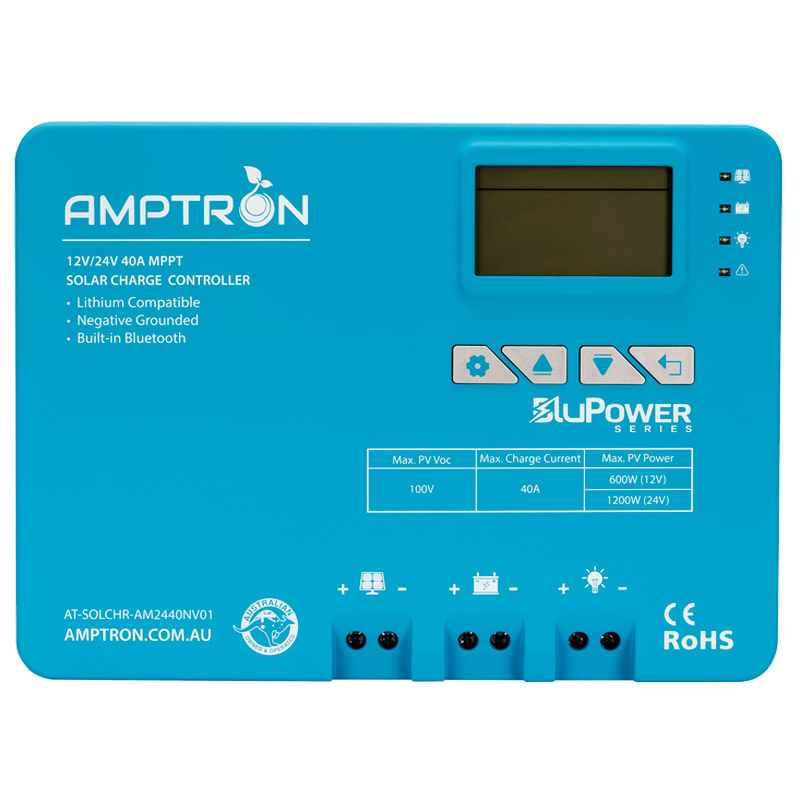 AT-SOLCHR-AM2440NV01 12V/24V 40AH AMPTRON MPPT SOLAR CHARGE CONTROLLER ...